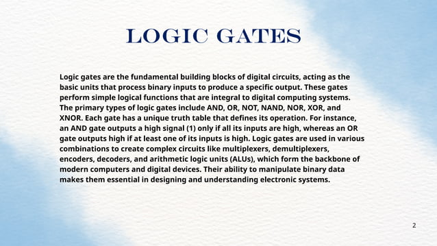 LOGIC GATES.pptx this is about the digital electronics | PPT
