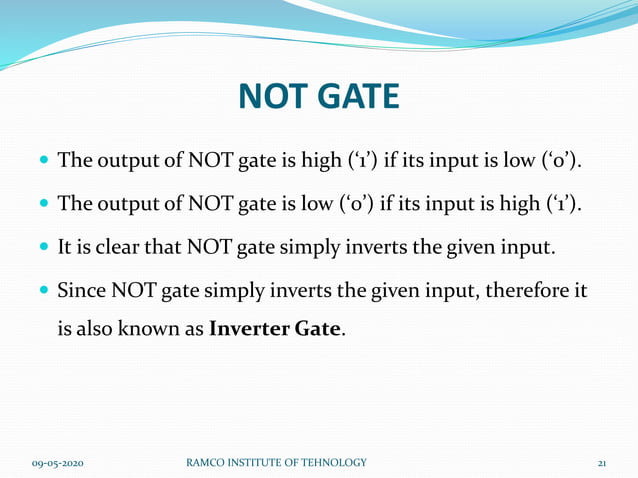 Logic gates and its realization | PPTX