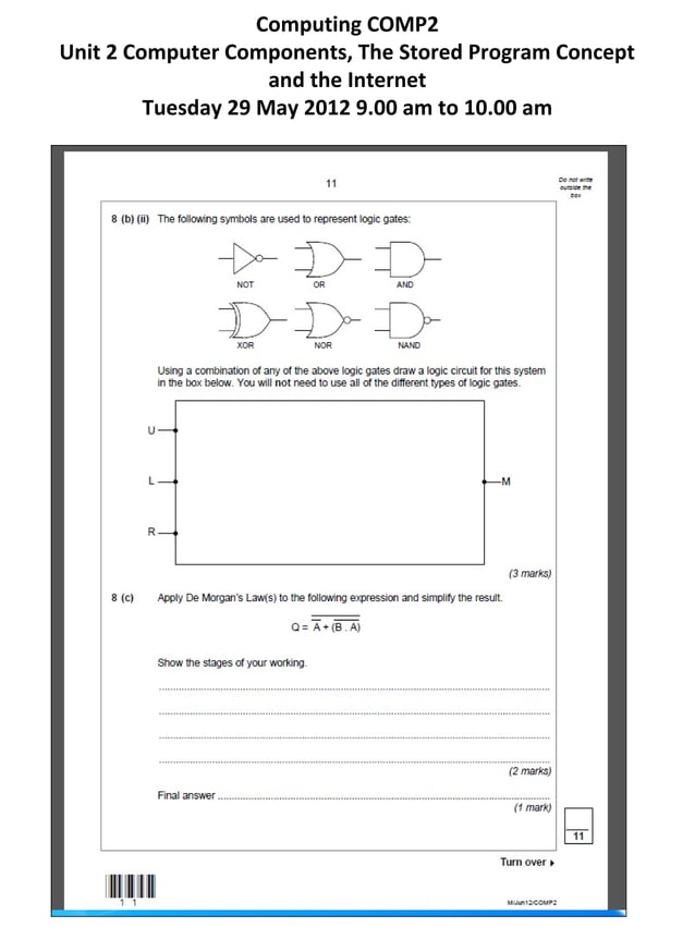 Alevel Boolean Logic Questions | ODP