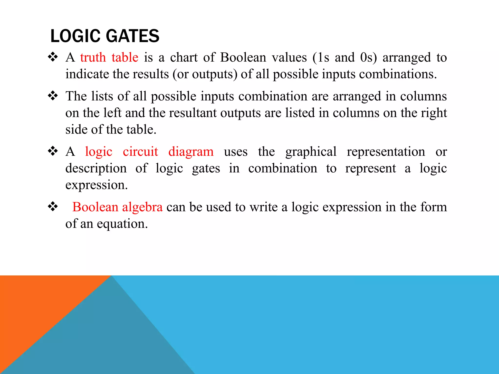 Logic gates And Boolen algebra | PPTX