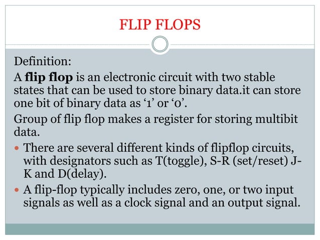 Logic gates ,flip flop ,registers and | PPT