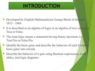 Logic gates operation and their truth tables | PPTX