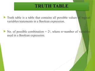 Logic gates operation and their truth tables | PPTX
