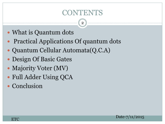 Logic gates using quantum dots | PPTX
