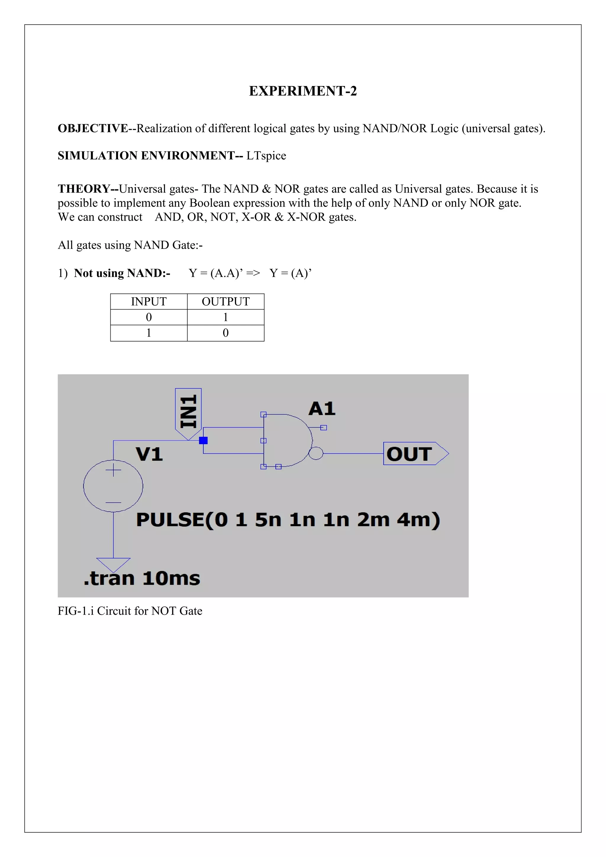 Logic Gates Verification Using Universal Gates Pdf Programming Languages Computing