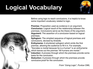 Logic in argumentative writing | PPTX