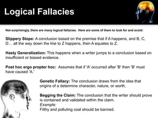 Logic in argumentative writing | PPTX