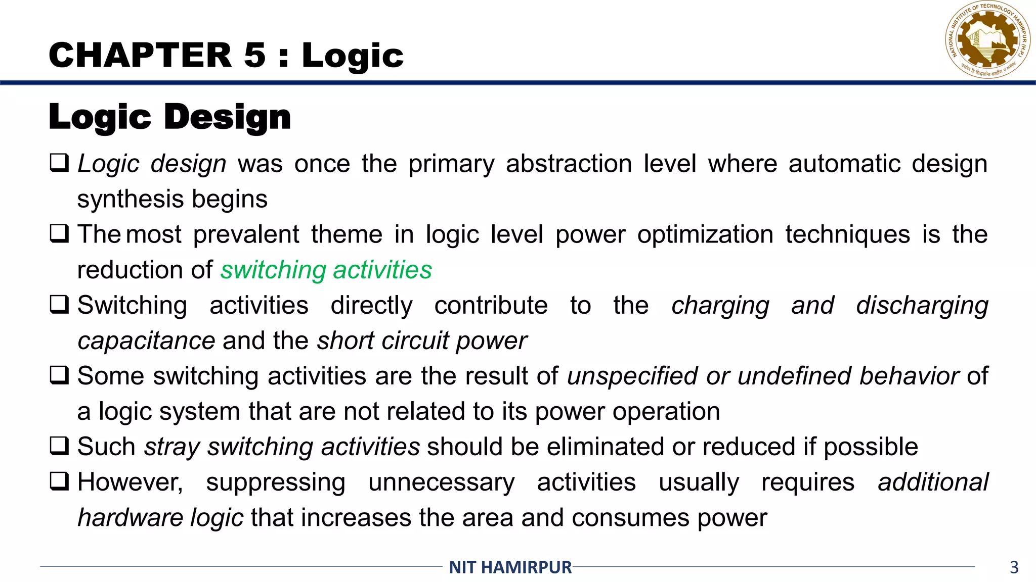 Logic Level Techniques for Power Reduction | PDF