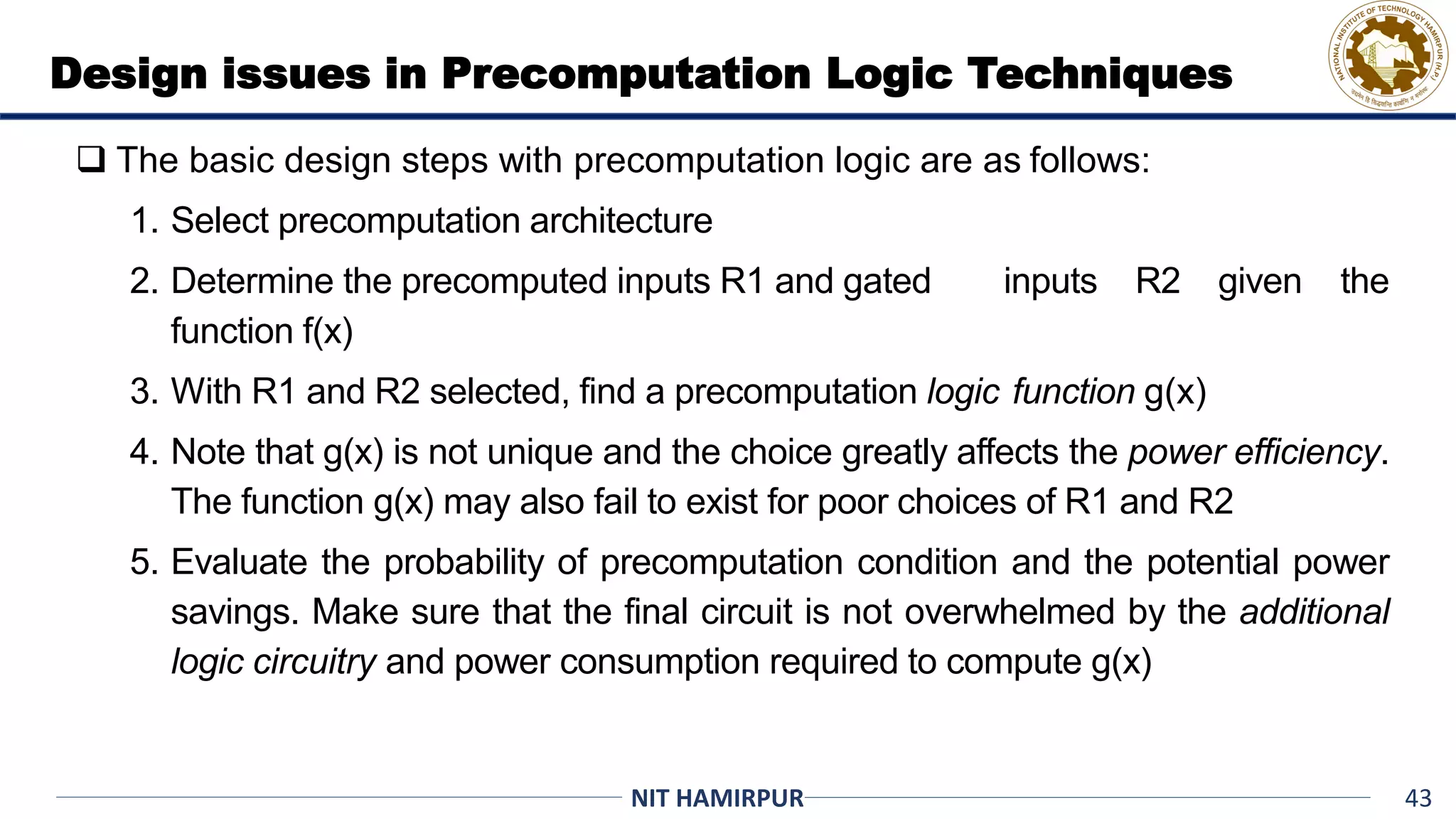 Logic Level Techniques for Power Reduction | PDF