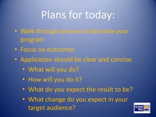 United Way Logic model presentation | PPTX