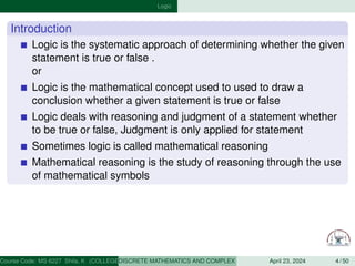 logic noes.pdf Logicis the mathematical concept used to used to draw a ...