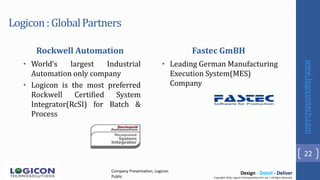 Logicon technosolutions Manufacturing Intelligence | PPTX | Computer Software and Applications ...
