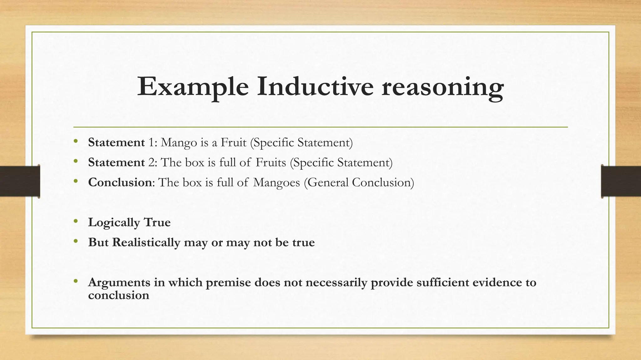 FORMAL Form of Logic. In inductive reasoning implicative | PPT