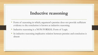 FORMAL Form of Logic. In inductive reasoning implicative | PPT