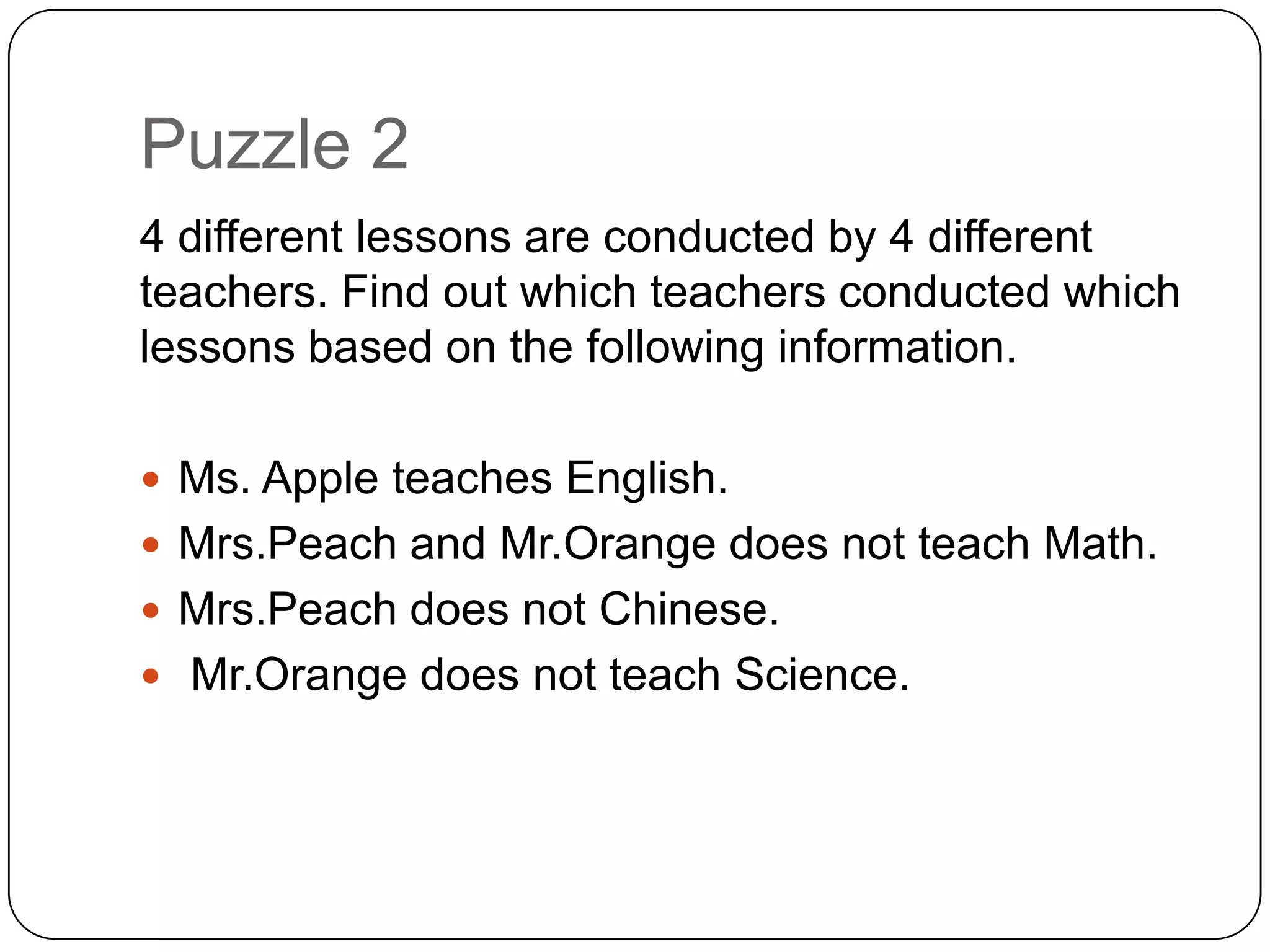 Logic Puzzles | PPTX