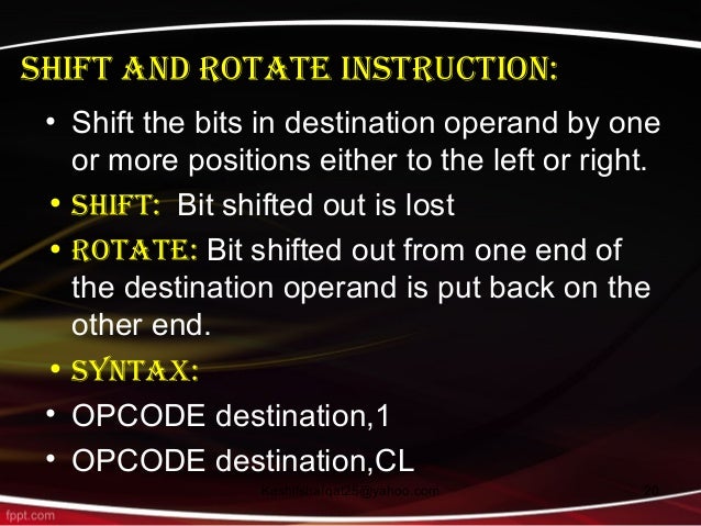 Logic, shift and rotate instruction