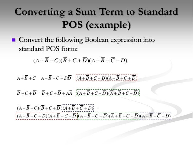 Logic simplification sop and pos forms