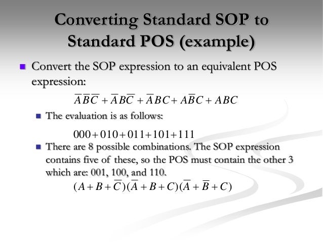 Logic simplification sop and pos forms
