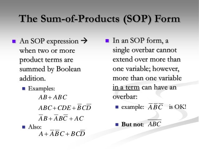 Logic simplification sop and pos forms