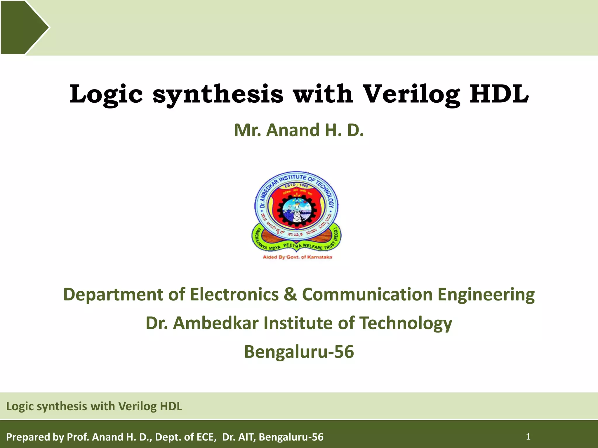Logic synthesis using Verilog HDL | PPT Logic synthesis using Verilog HDL | PPT