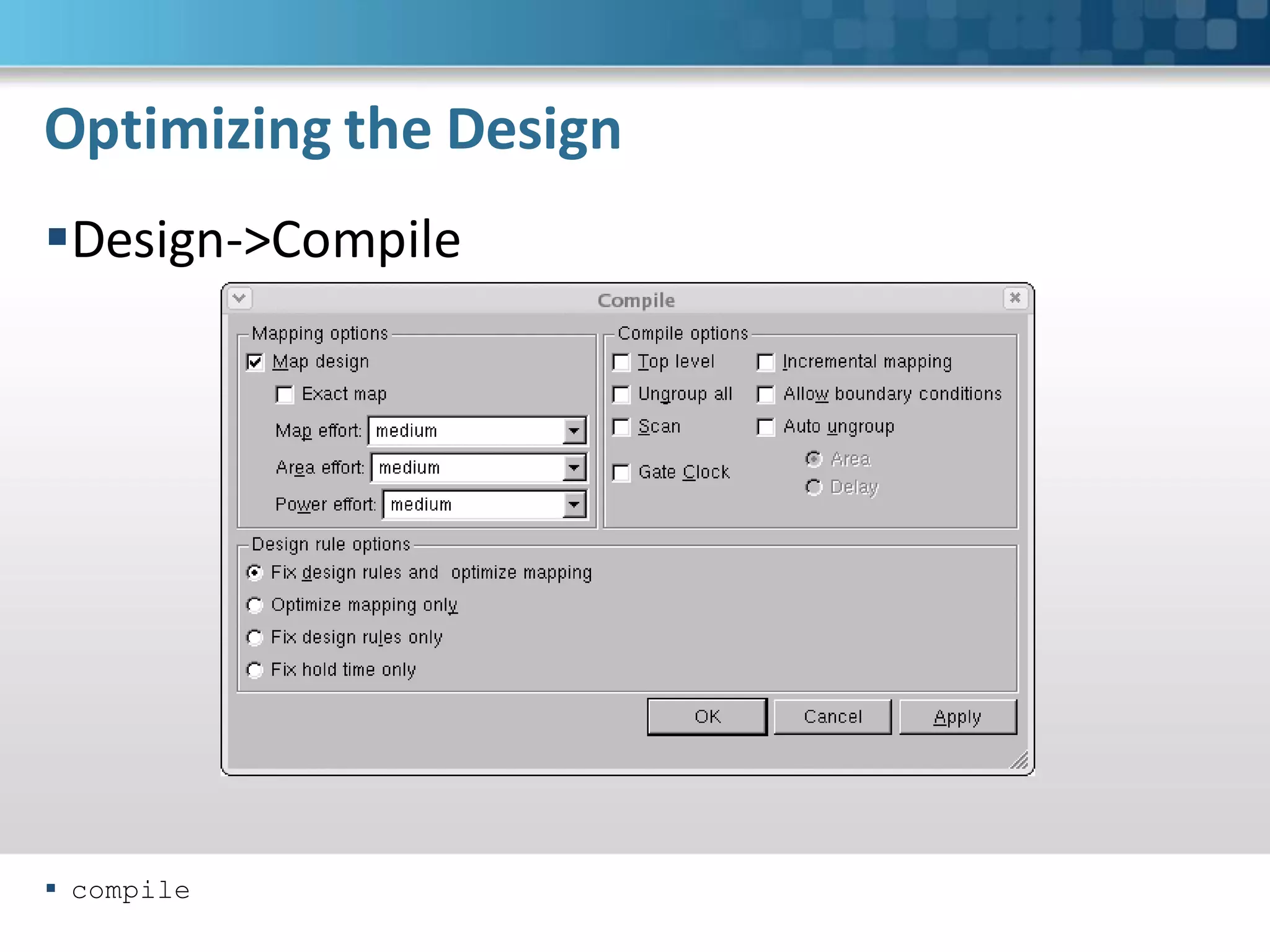 Logic synthesis with synopsys design compiler | PDF