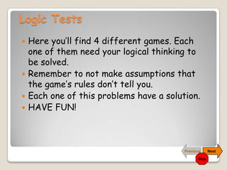 Logic tests | PPTX