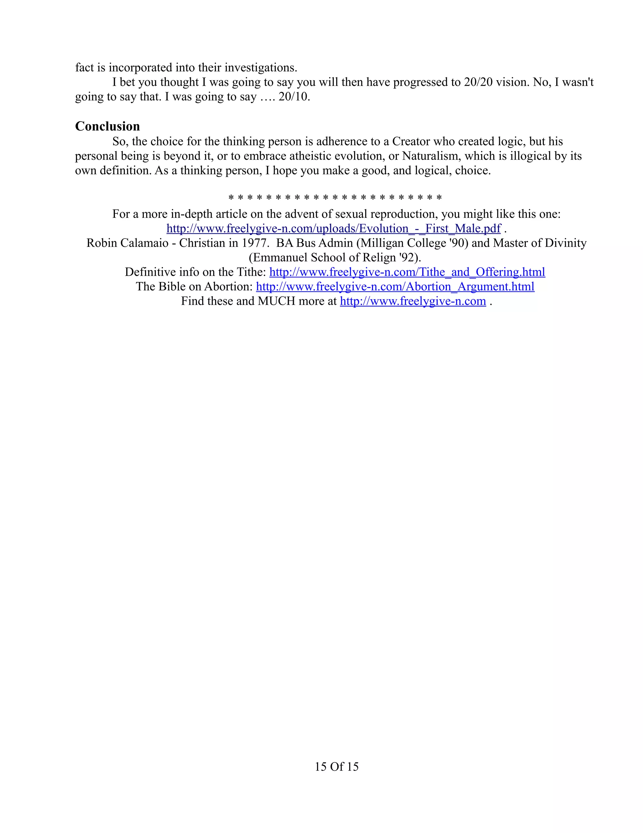 Logic The Trinity, Naturalism and The Bible, Robin Calamaio | PDF