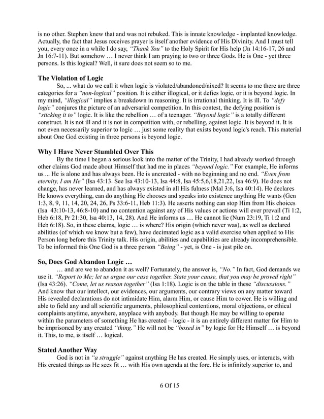 Logic The Trinity, Naturalism and The Bible, Robin Calamaio | PDF