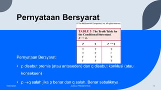 Logika untuk mata kuliah matematika diskrit | PPTX