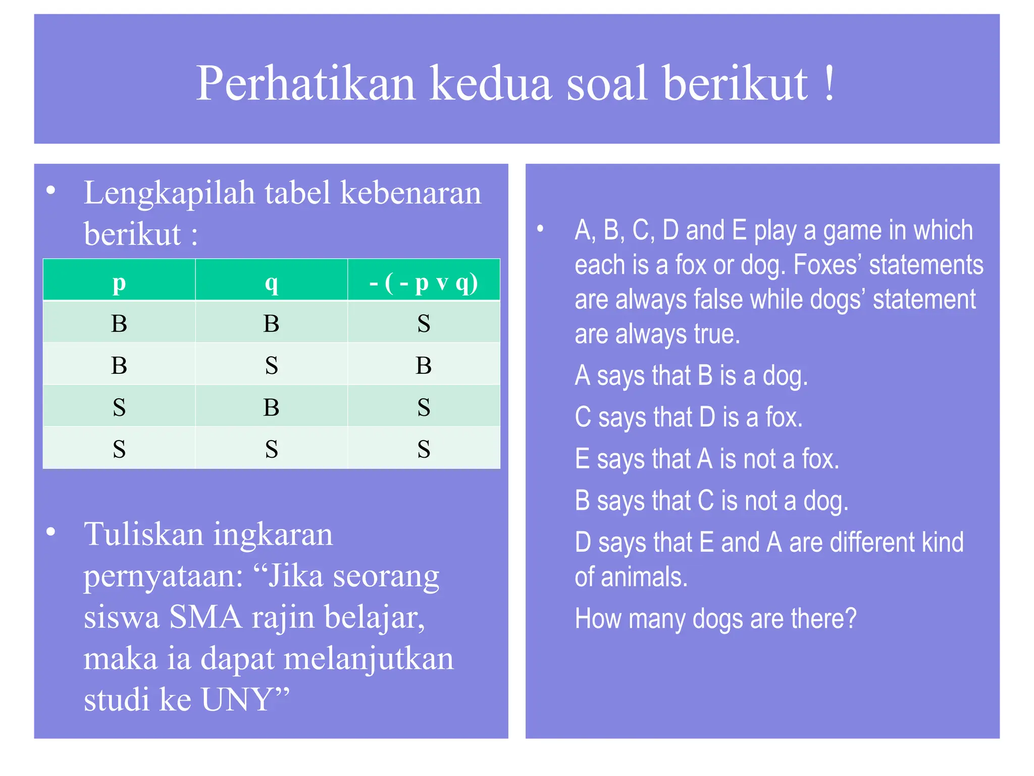Materi logika ppt untuk sekolah menengah kejuruan | PPT
