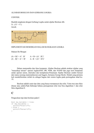Logika boolean (algoritma&pemrograman 1 b) | PDF