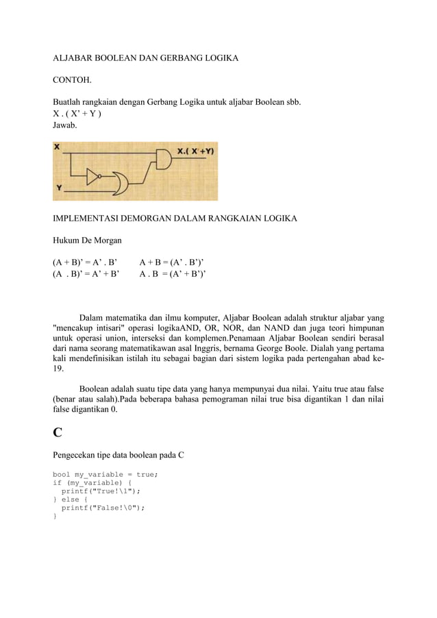 Logika boolean (algoritma&pemrograman 1 b) | PDF