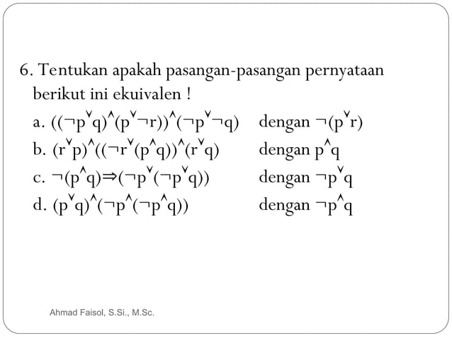 RESPONSI ( Latihan Soal – Soal Logika ) | PPT