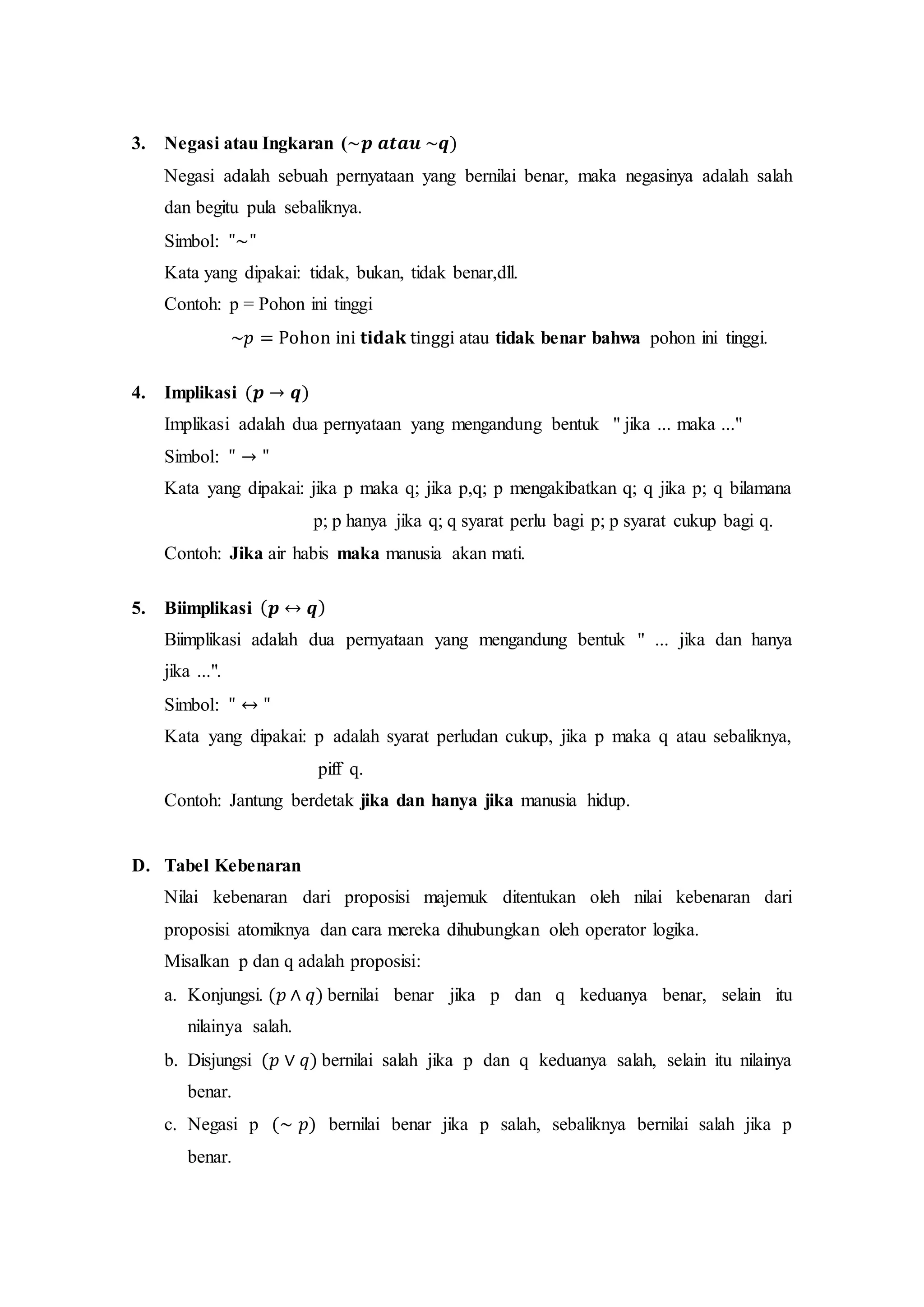 Materi Logika Matematika | DOCX