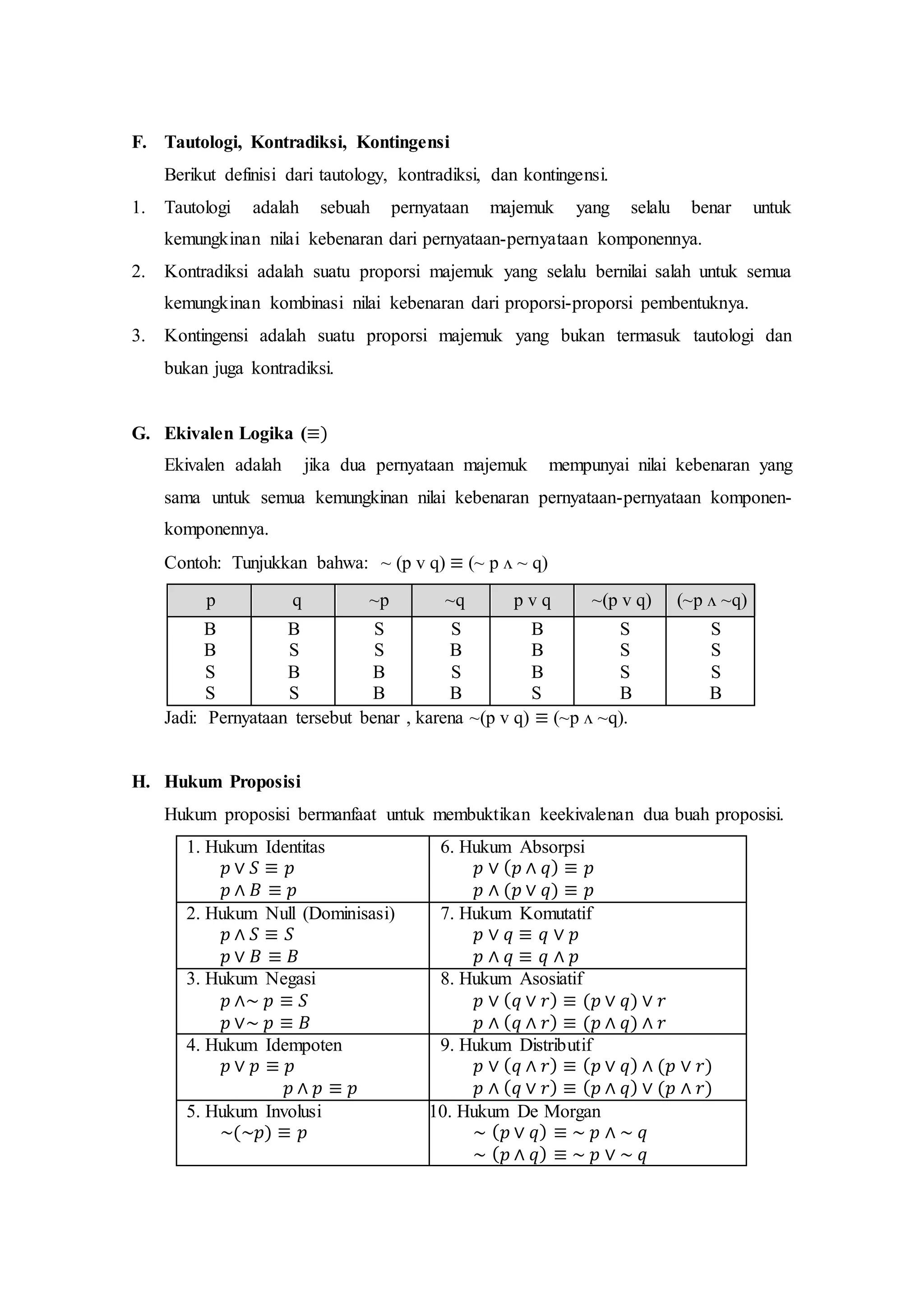 Materi Logika Matematika | DOCX