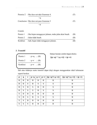 Logika Matematika; Penarikan Kesimpulan | PDF