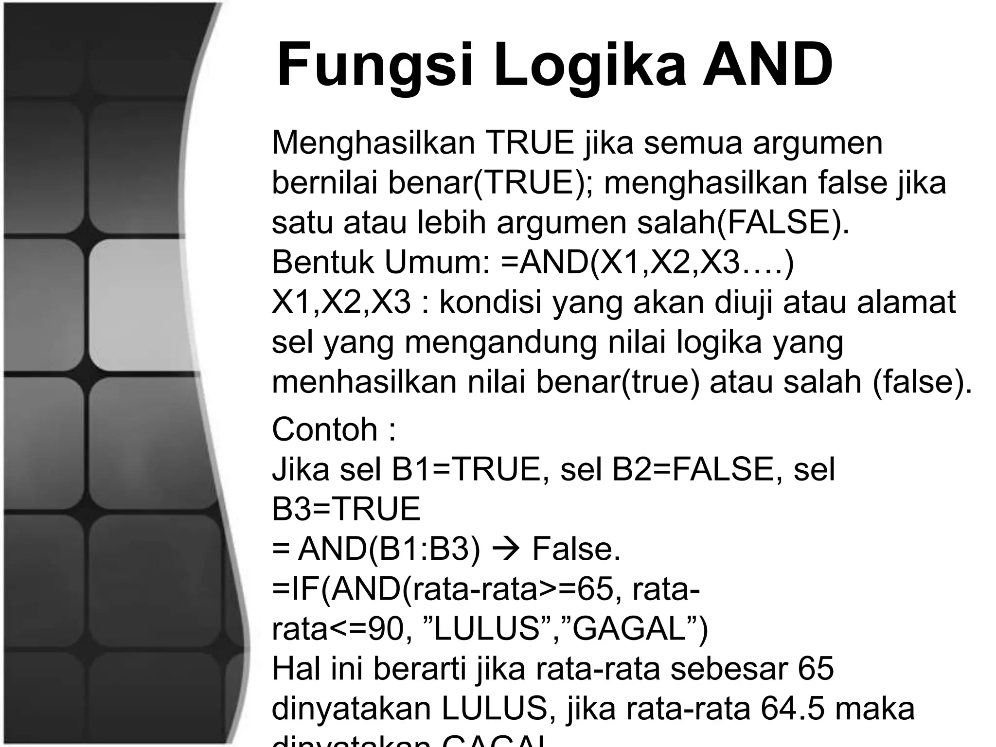 Logika pada mic excel | PPTX