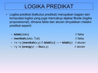 Logika predikat. logika predikat disebut juga kalkulus predikat ...