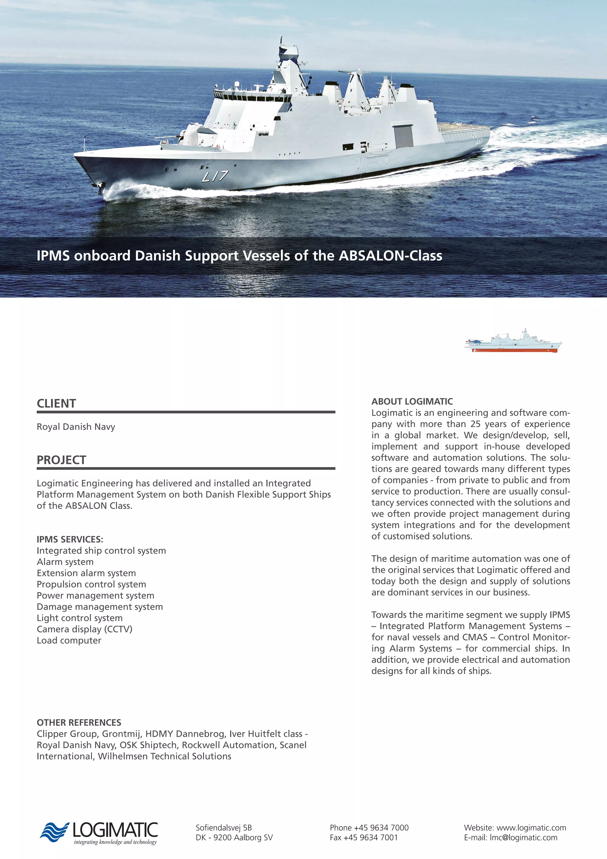 Logimatic Engineering - Fact sheet IPMS on Danish Support Vessels | PDF