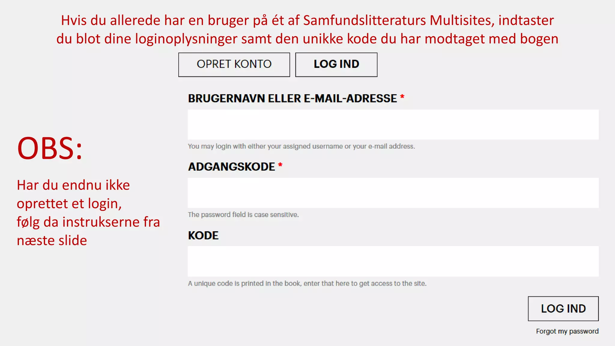 Login vejledning til multisites | PPTX