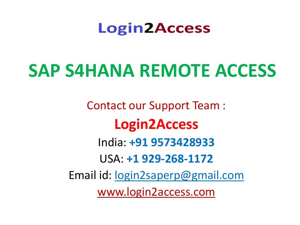 SAP S4HANA REMOTE ACCESS | SAP S4HANA ACCESS