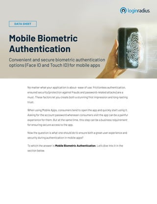 Secure Your App with LoginRadius Mobile Biometric Authentication | PDF