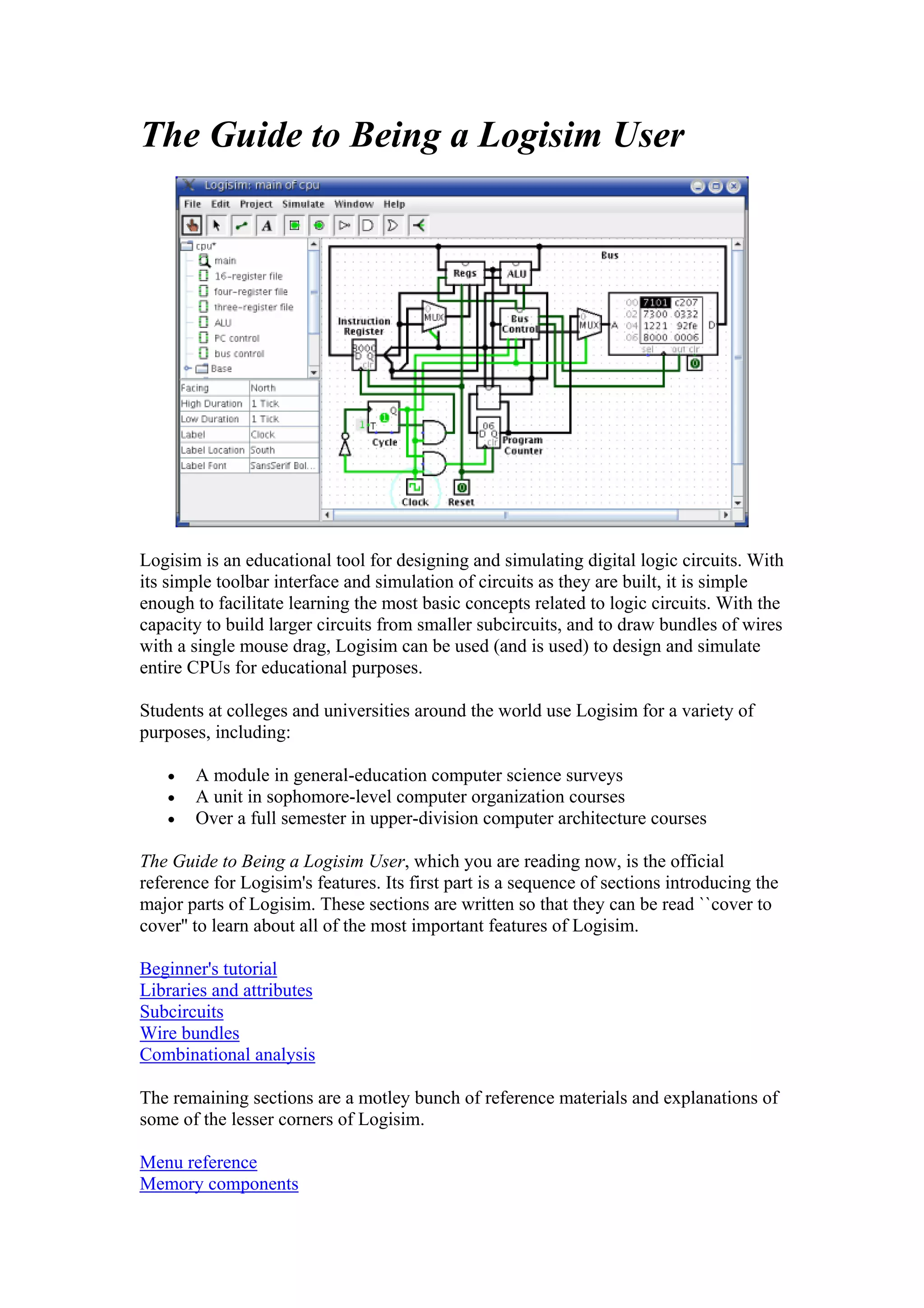 Logisim tutorial | PDF