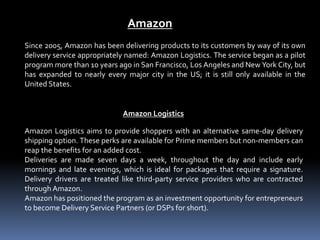 A study on Amazon, zomato, dell logistic | PPTX