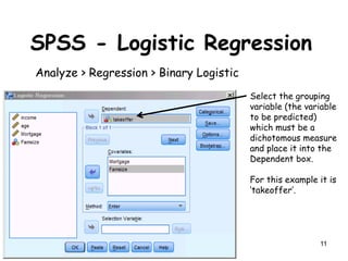 Logistic regression and analysis using statistical information | PPT