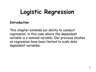 Logistic regression and analysis using statistical information | PPT