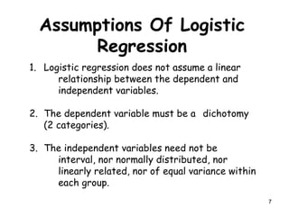 Logistic regression and analysis using statistical information | PPT