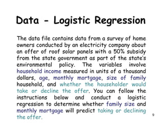 Logistic regression and analysis using statistical information | PPT