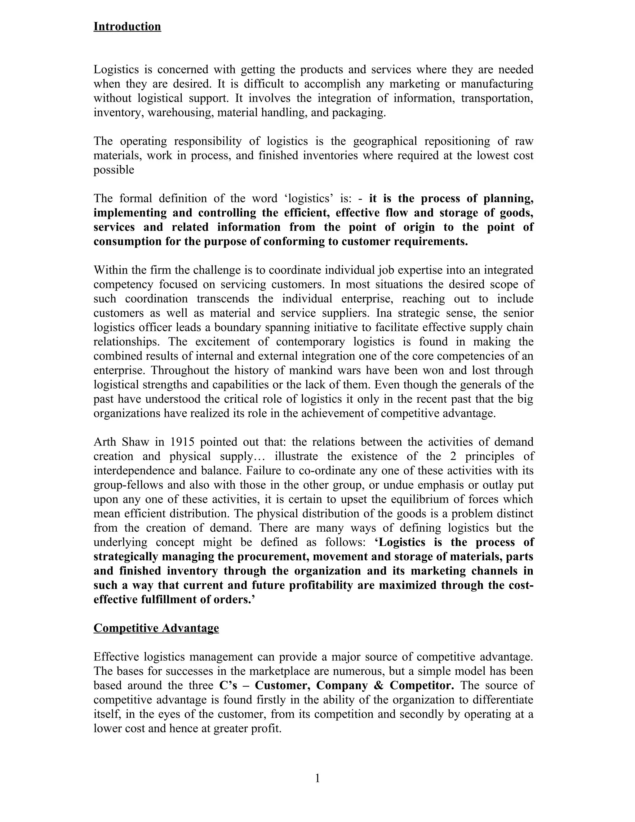 Logistic management | DOC