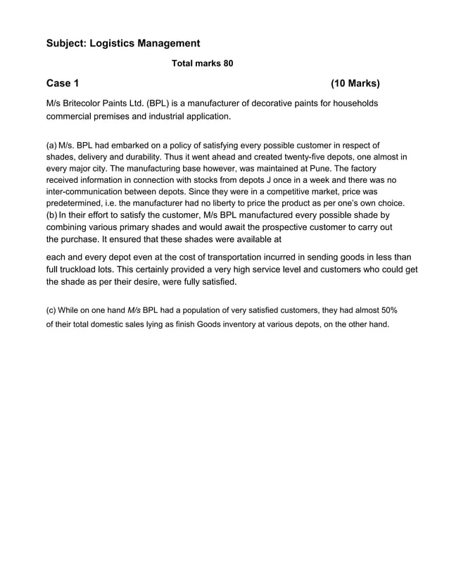 Logistic management | PDF